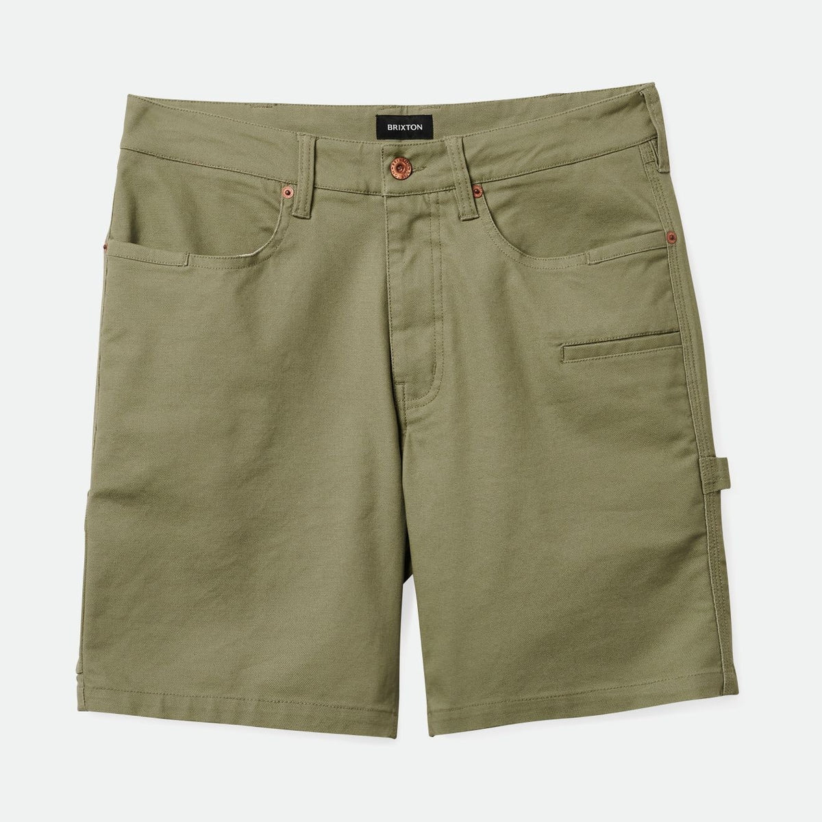 Men's Builders Carpenter Stretch Short In The Color Olive Surplus – Brixton Australia