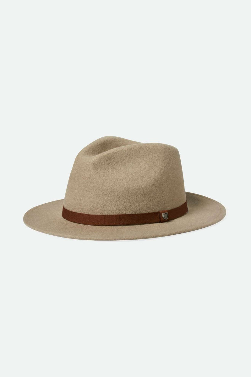Unisex Messer Packable Fedora in Timberwolf/Light Brown – Brixton Australia