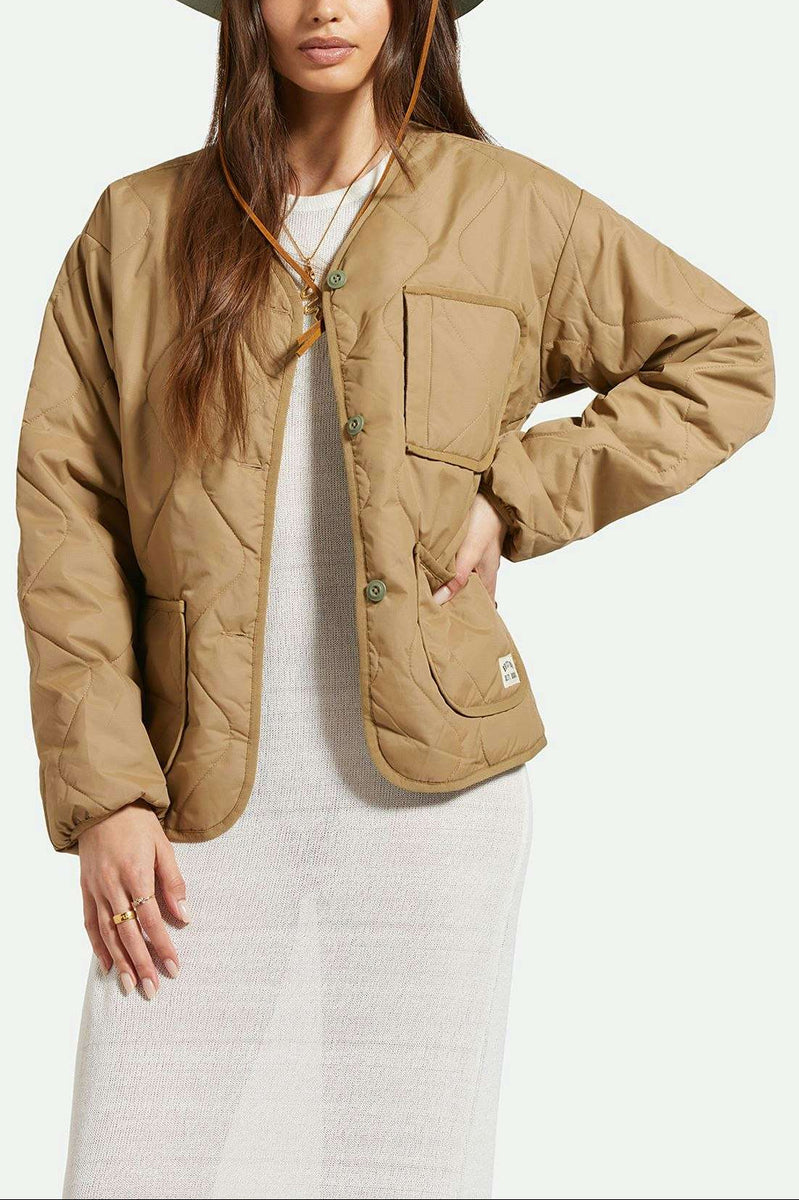Women's Delilah Quilted Jacket in Khaki – Brixton Australia