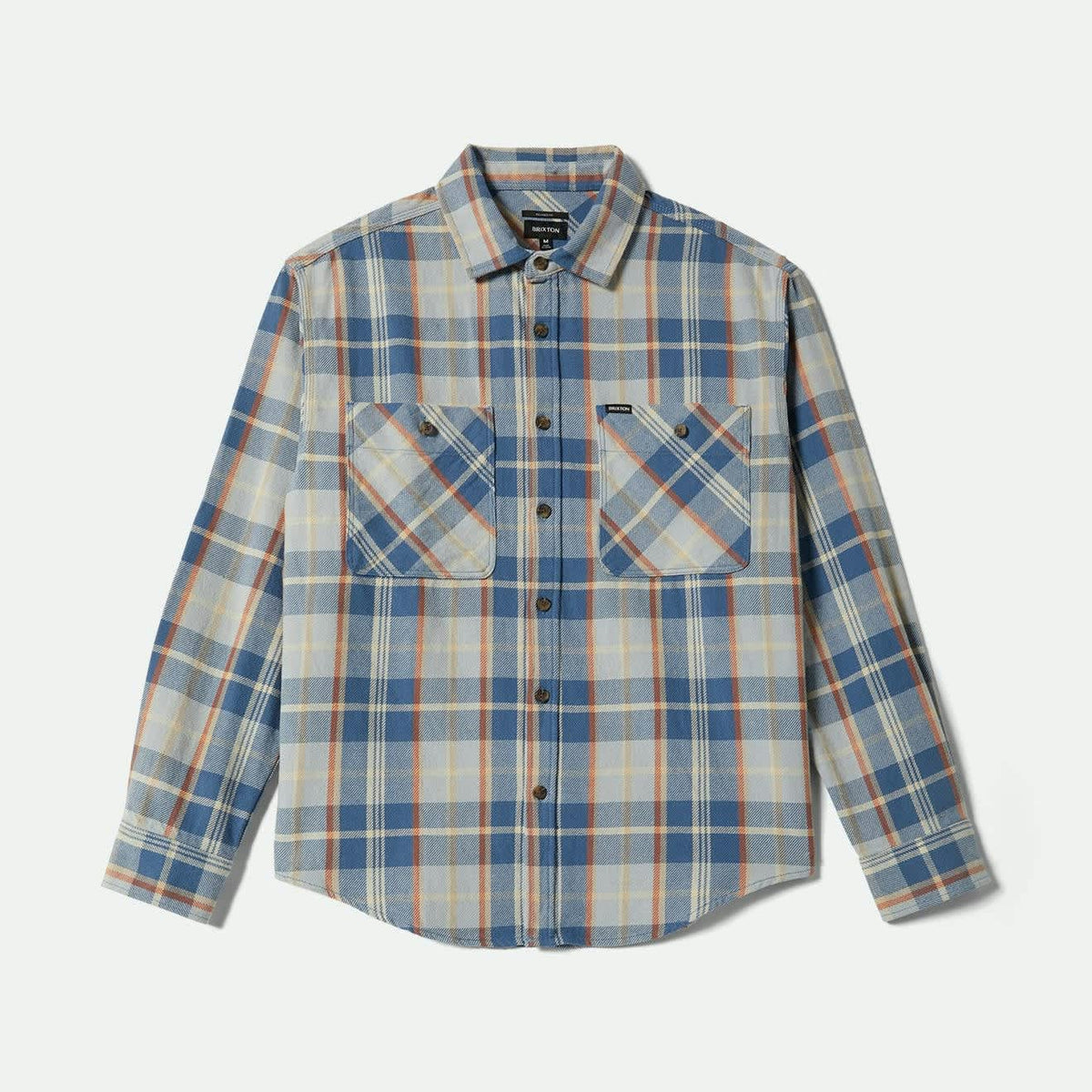Men's Vintage Wash Flannel in Blue/Soft Blue/Orange – Brixton Australia