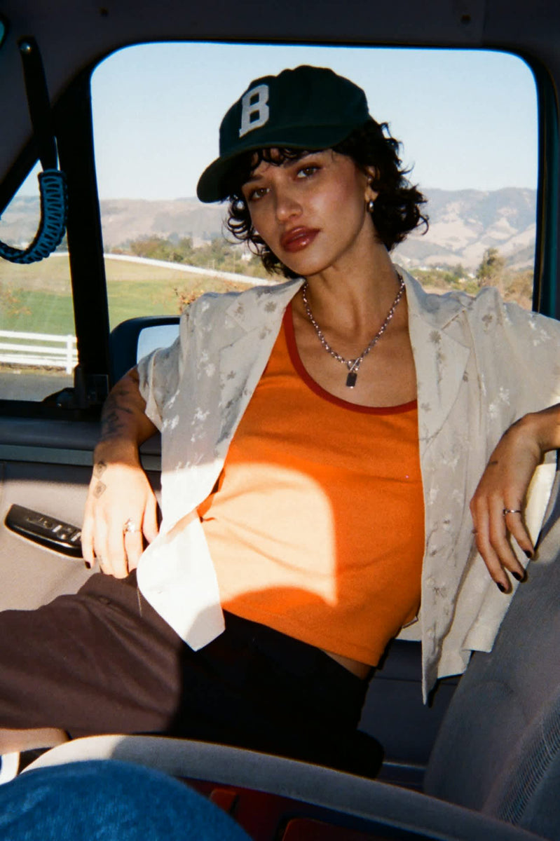 Women's Ringer Organic A-Tank in Tangerine/Burnt Brick – Brixton Australia