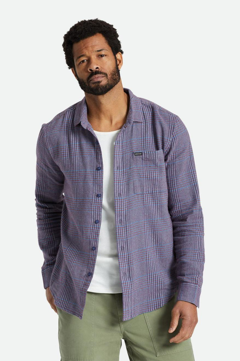 Men's Bixby L/S Flannel In The Color Island Berry/Pacific Blue/Canal ...